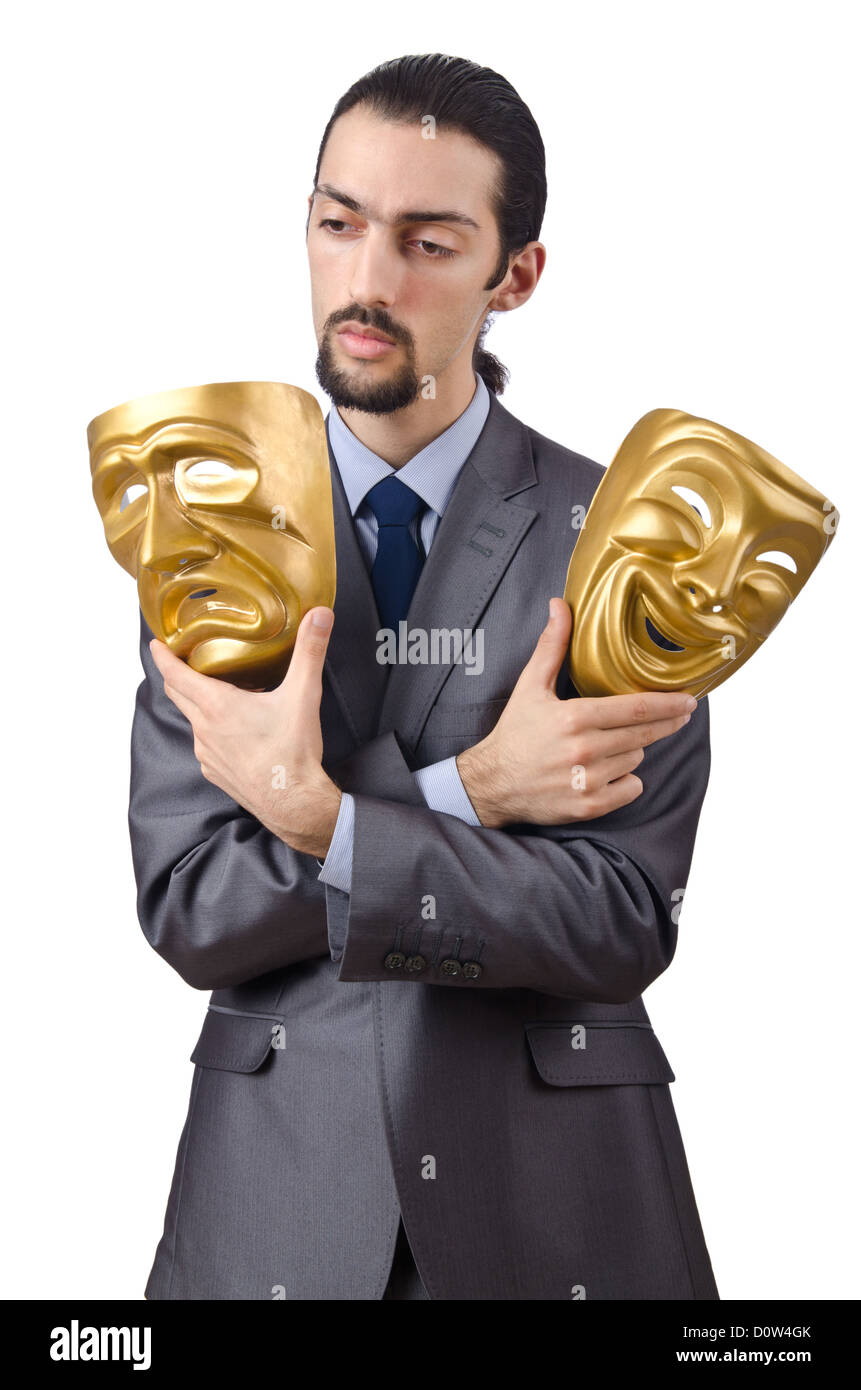 Businessman with mask concealing his identity Stock Photo - Alamy