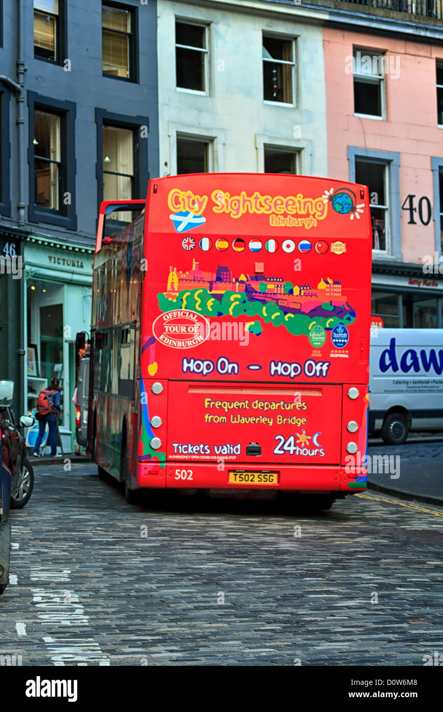 Open top sightseeing bus, Victoria Street, Edinburgh, Scotland Stock ...