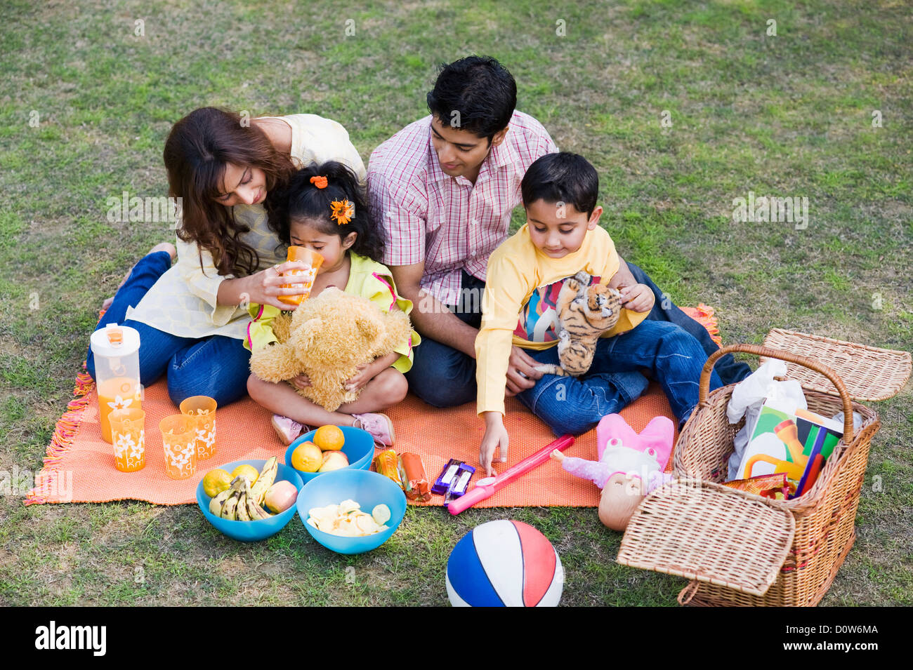 Family enjoying picnic in a garden, Gurgaon, Haryana, India Stock Photo ...