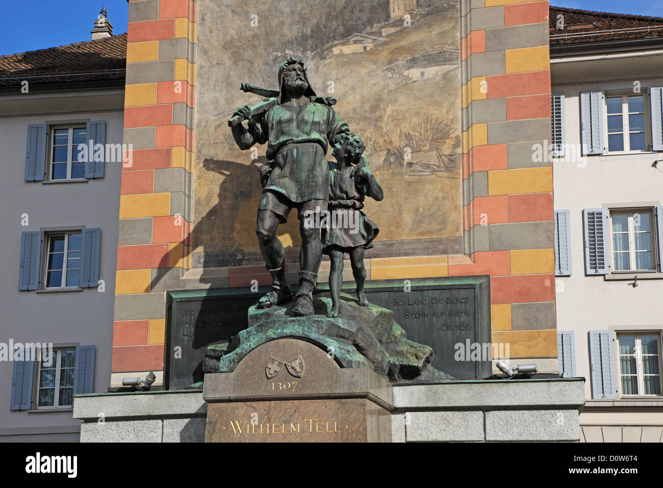 Switzerland, Canton Uri, Altdorf, Wilhelm Tell statue Stock Photo - Alamy