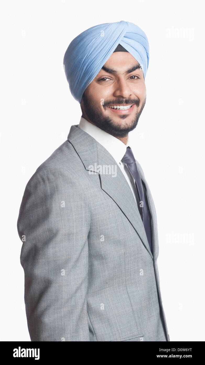 Side profile of a businessman smiling Stock Photo - Alamy