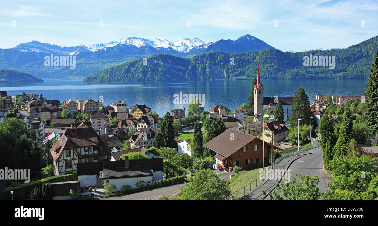 Switzerland, Canton Lucerne, Weggis at Lake Lucerne Stock Photo - Alamy