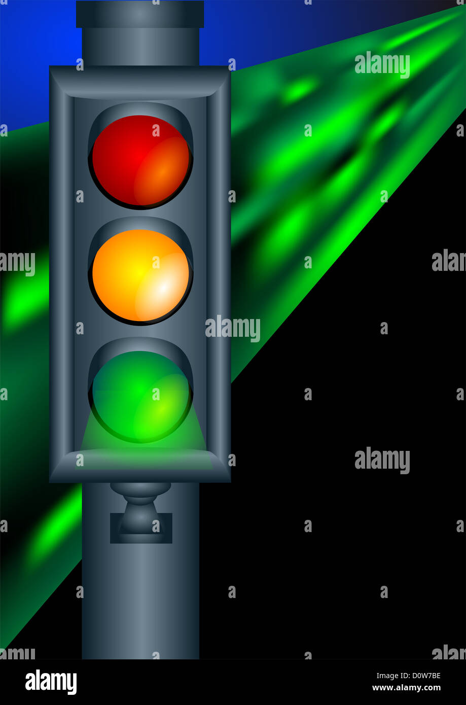 traffic lights on night road Stock Photo - Alamy