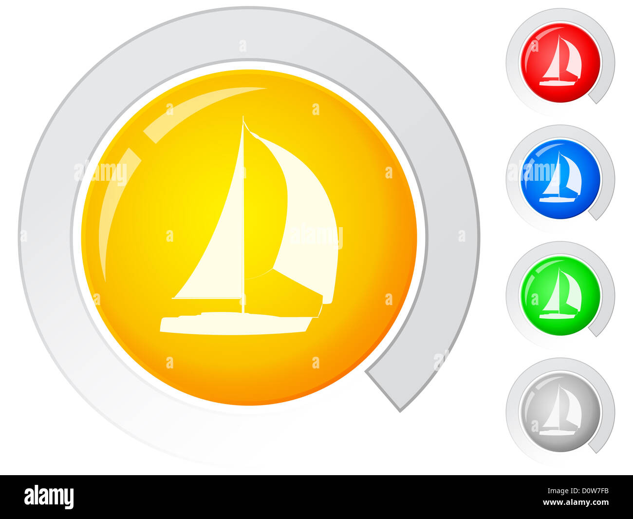 Circle buttons with boat. Vector illustration Stock Photo - Alamy