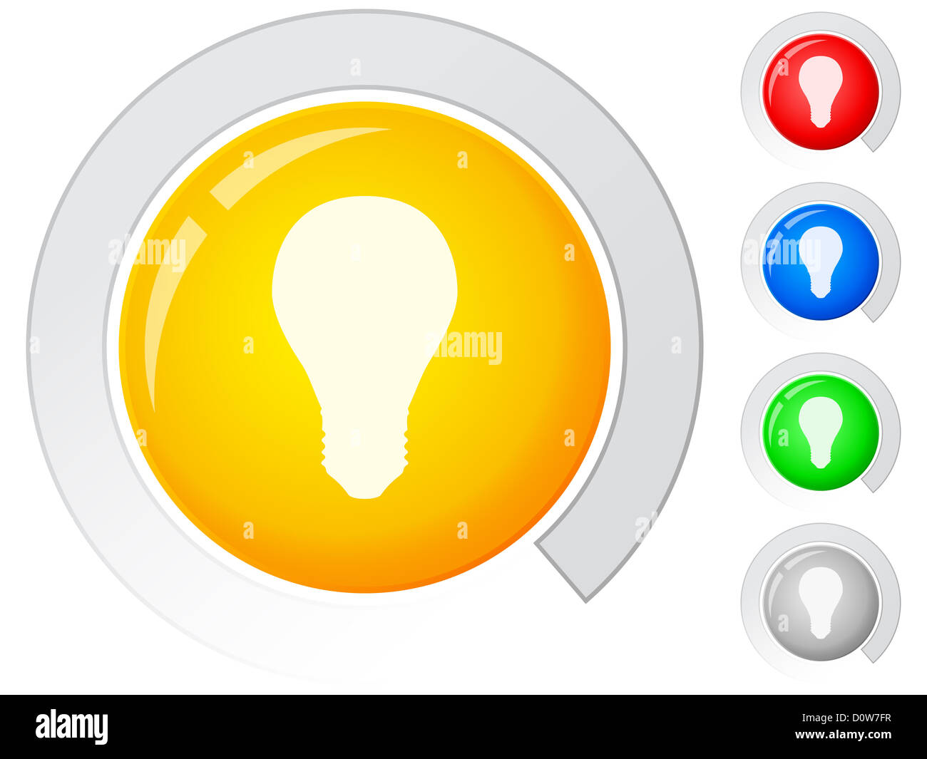 Circle buttons with bulb. Vector illustration Stock Photo - Alamy