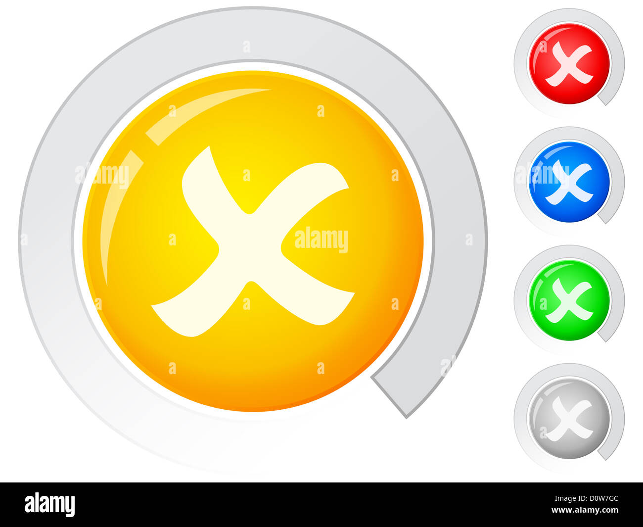 Circle buttons with cancel symbol. Vector illustration Stock Photo - Alamy