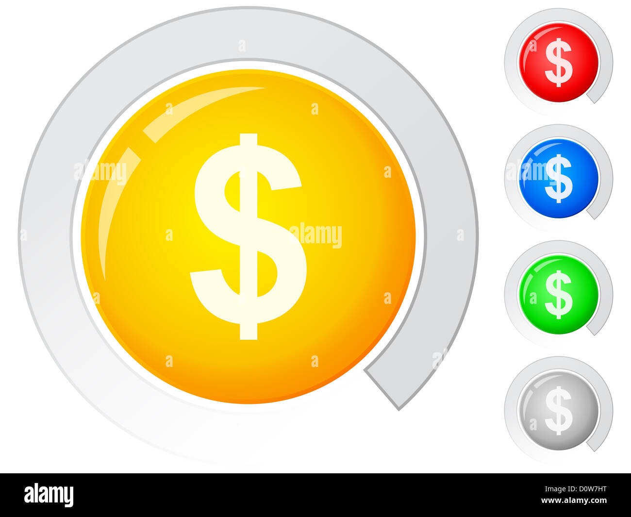 Circle buttons with dolar. Vector illustration Stock Photo - Alamy
