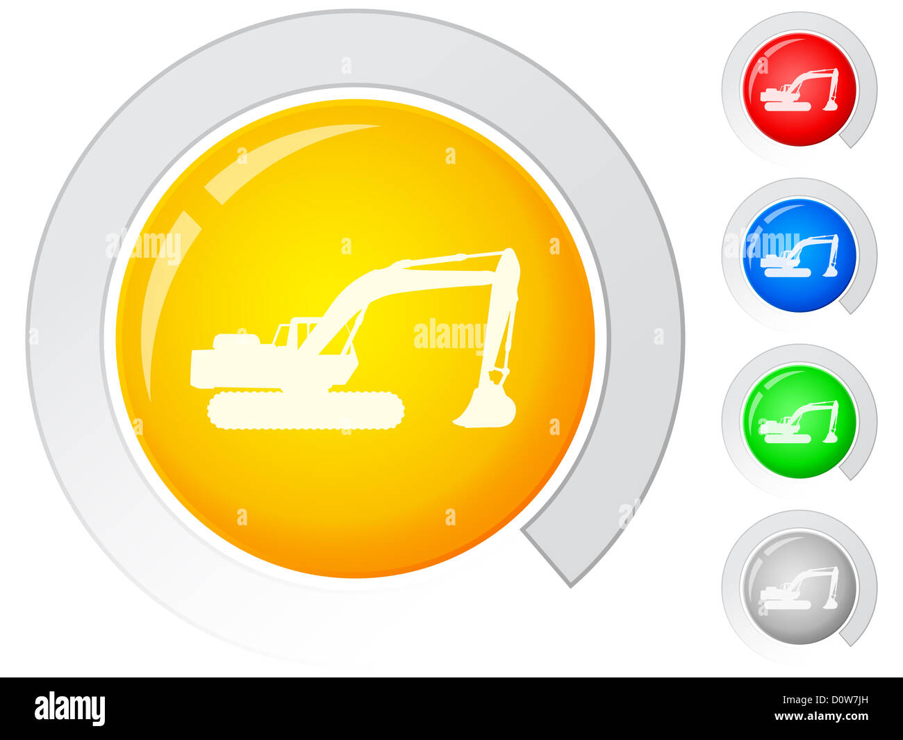 Circle buttons with excavator. Vector illustration Stock Photo - Alamy