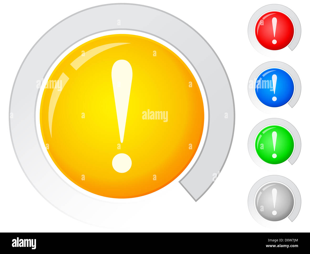 Circle buttons with exclamation mark. Vector illustration Stock Photo ...
