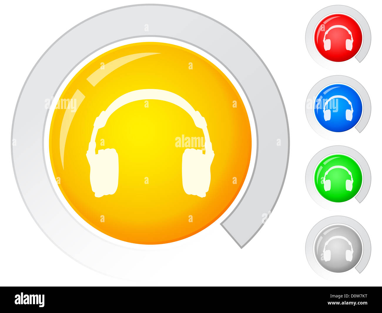Circle buttons with headphone. Vector illustration Stock Photo - Alamy