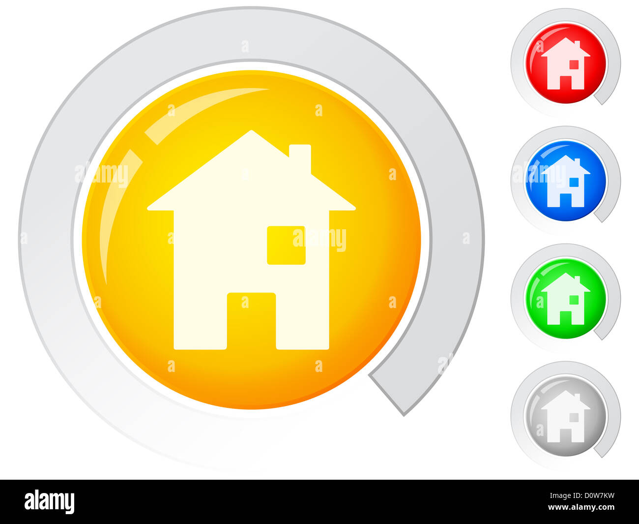 Circle buttons with house. Vector illustration Stock Photo - Alamy