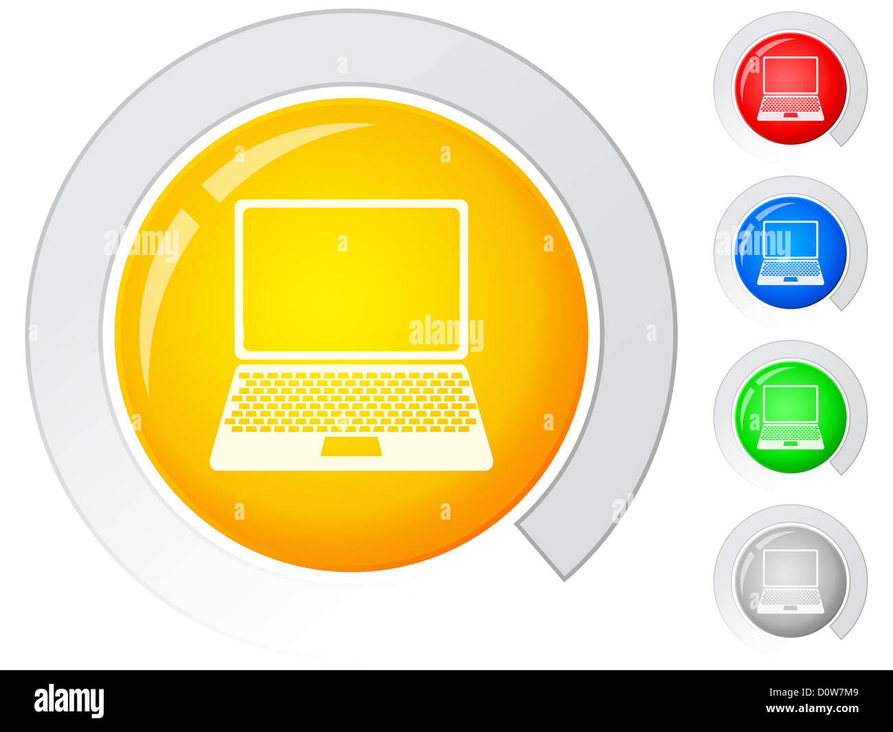 Circle buttons with laptop. Vector illustration Stock Photo - Alamy