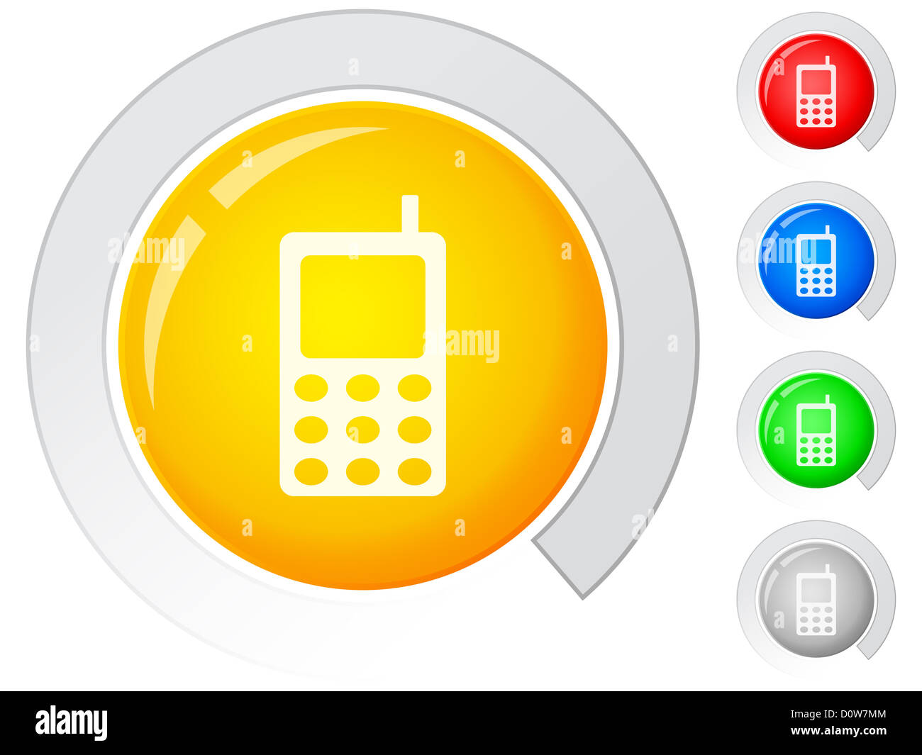 Circle buttons with mobile phone. Vector illustration Stock Photo - Alamy
