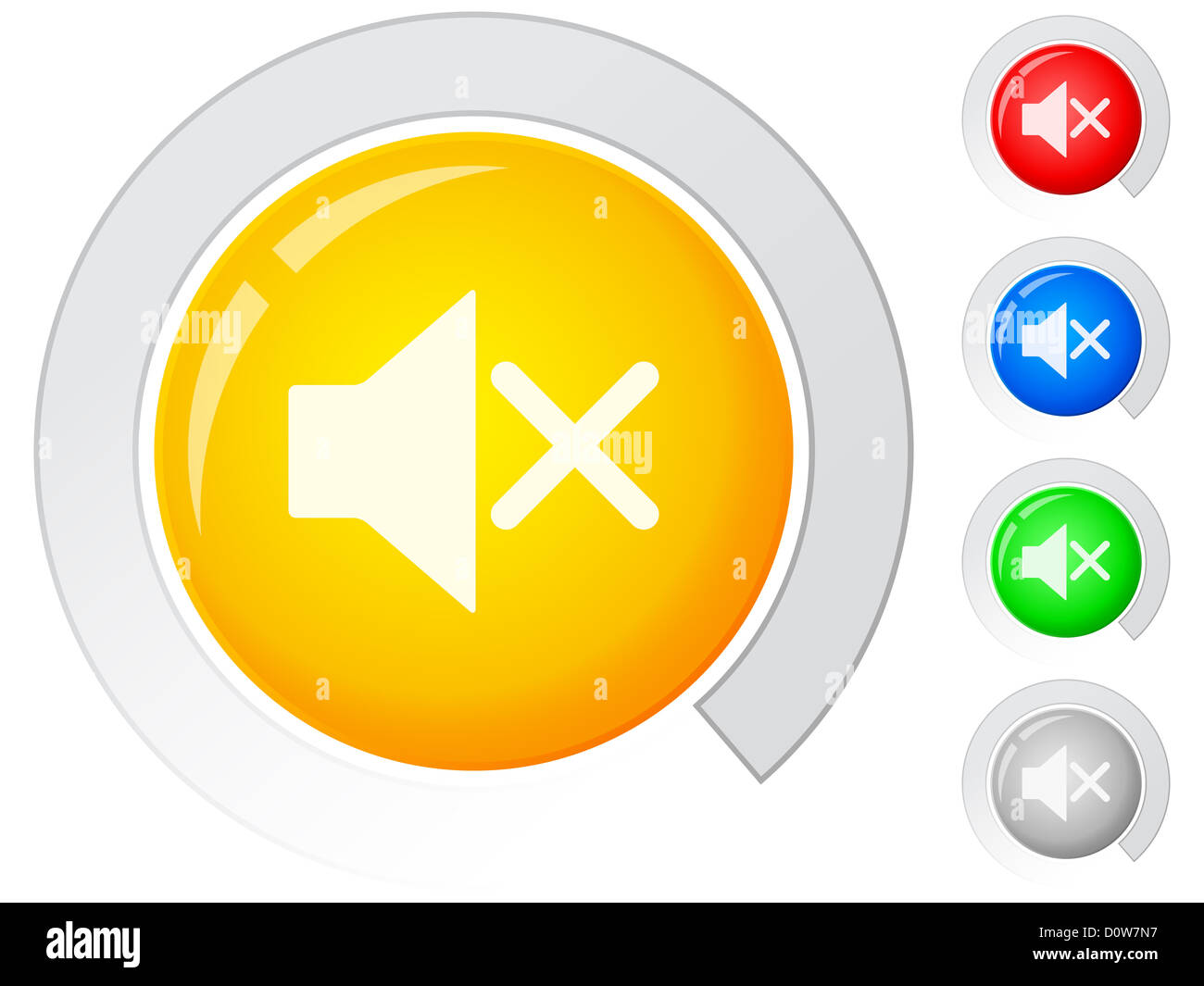 Circle buttons with mute symbol. Vector illustration Stock Photo - Alamy