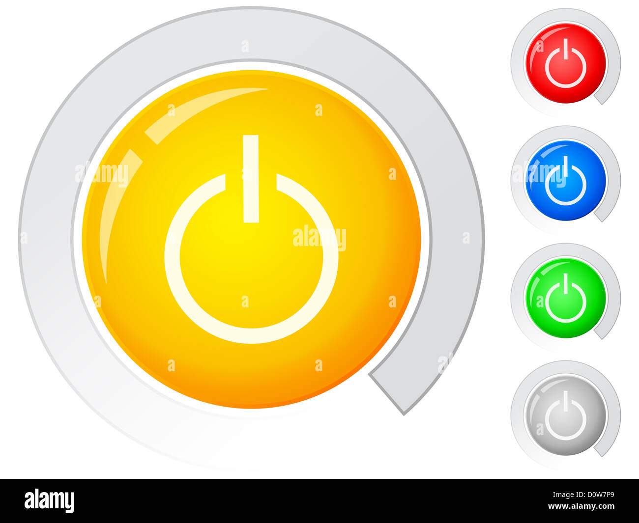 Circle buttons with power symbol. Vector illustration Stock Photo - Alamy