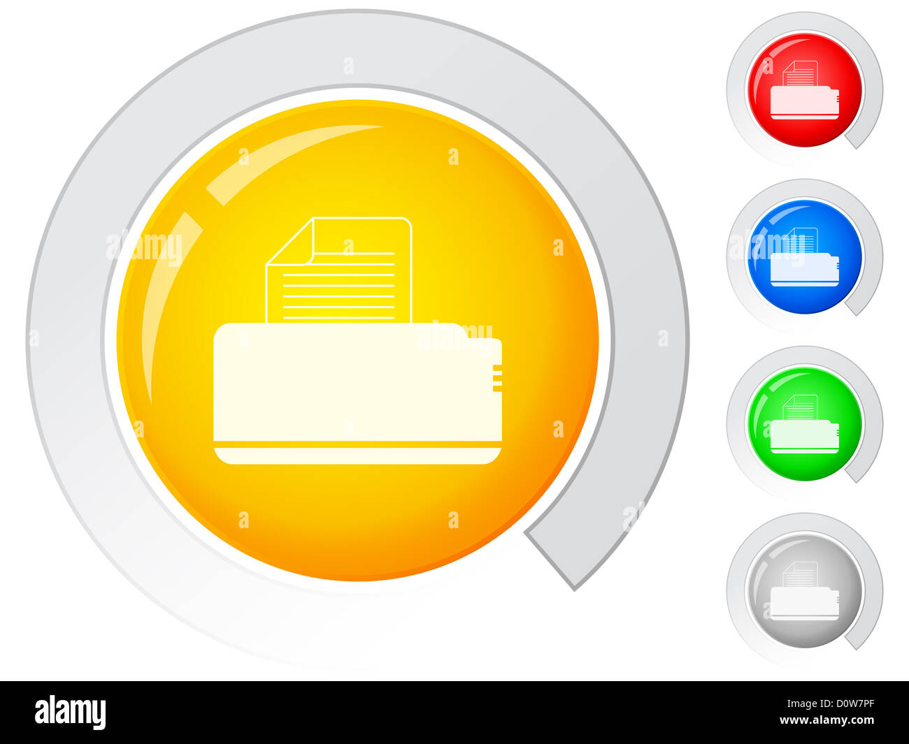 Circle buttons with printer. Vector illustration Stock Photo - Alamy