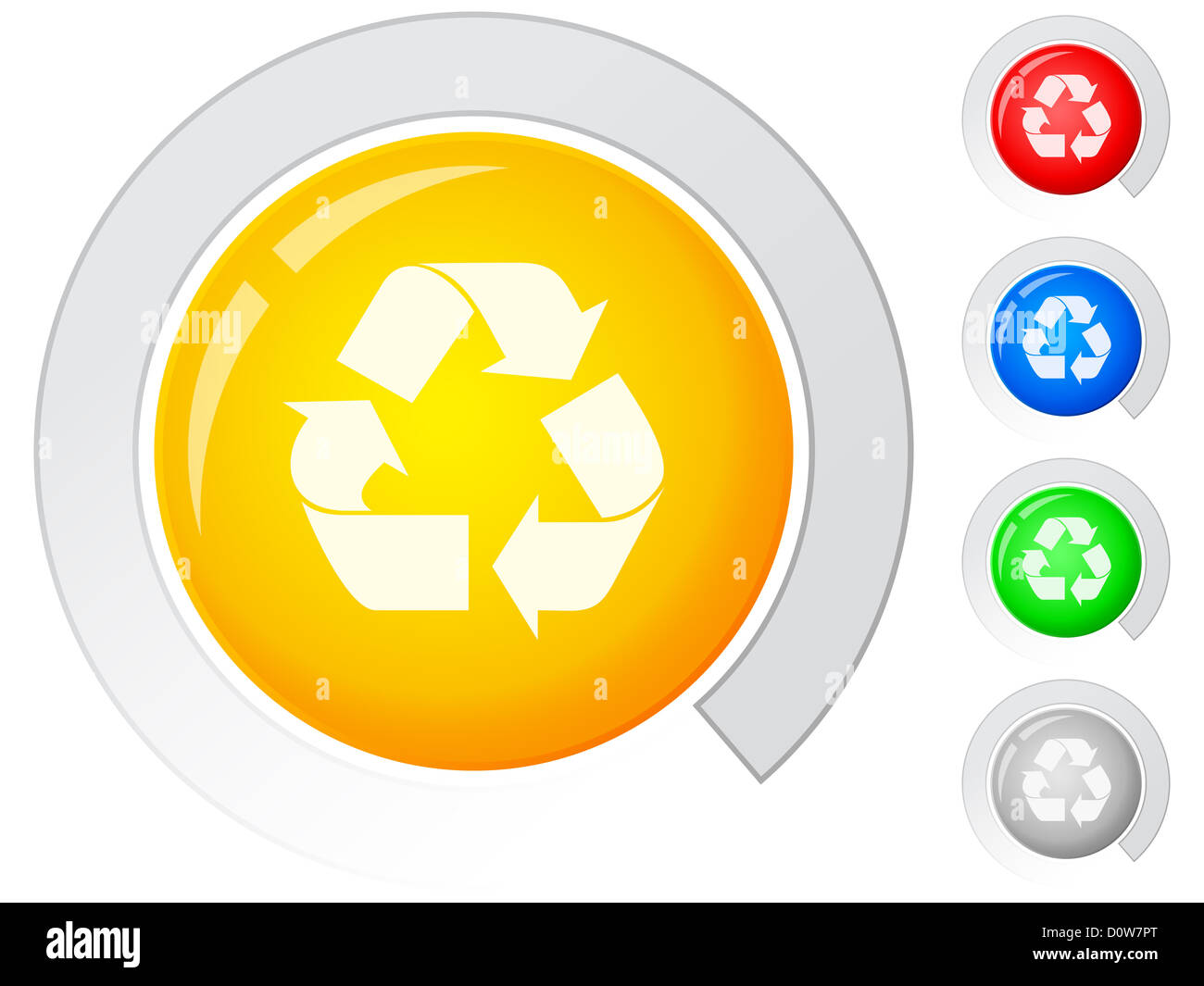 Circle buttons with recycle symbol. Vector illustration Stock Photo - Alamy