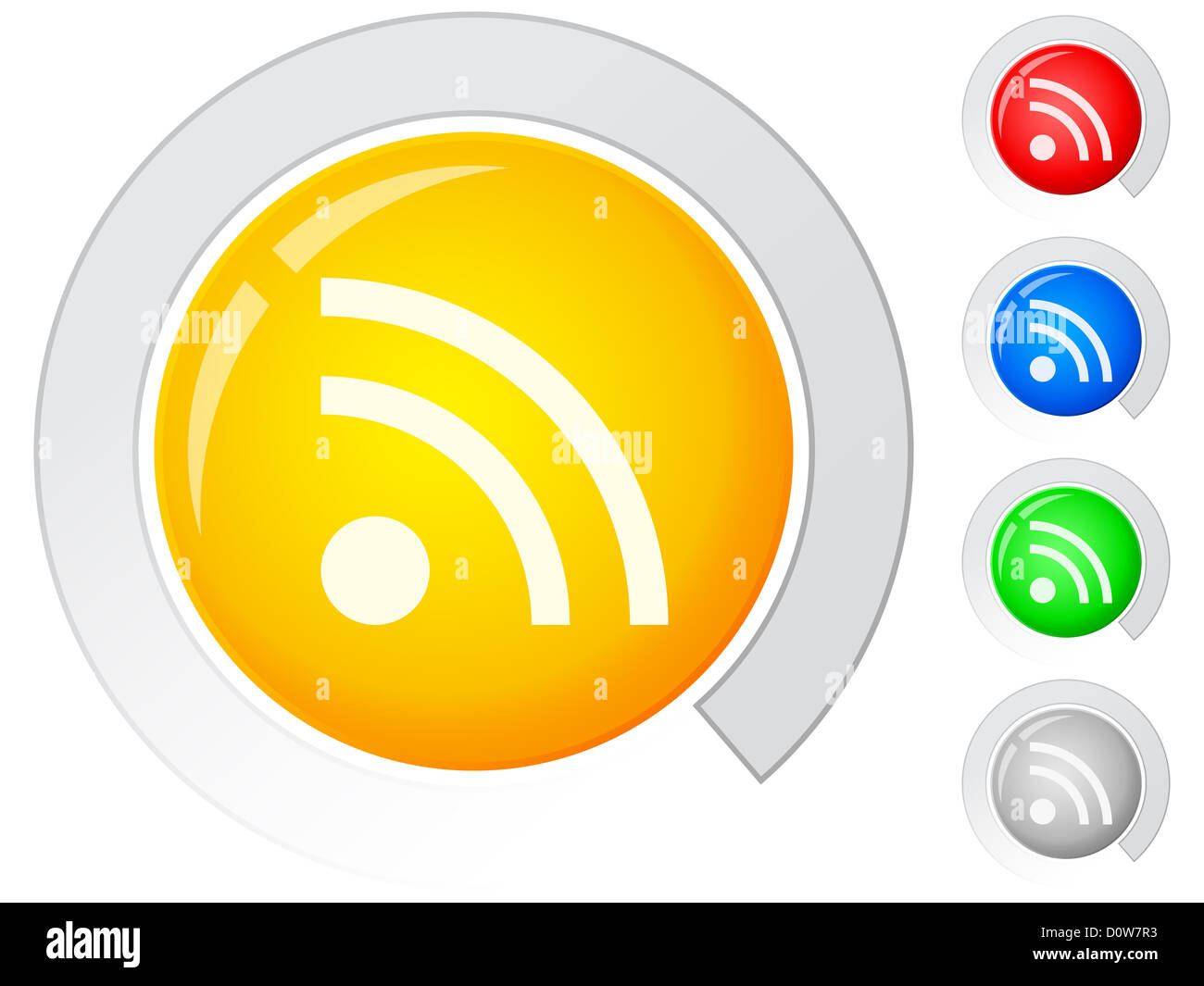 Circle buttons with RSS symbol. Vector illustration Stock Photo - Alamy