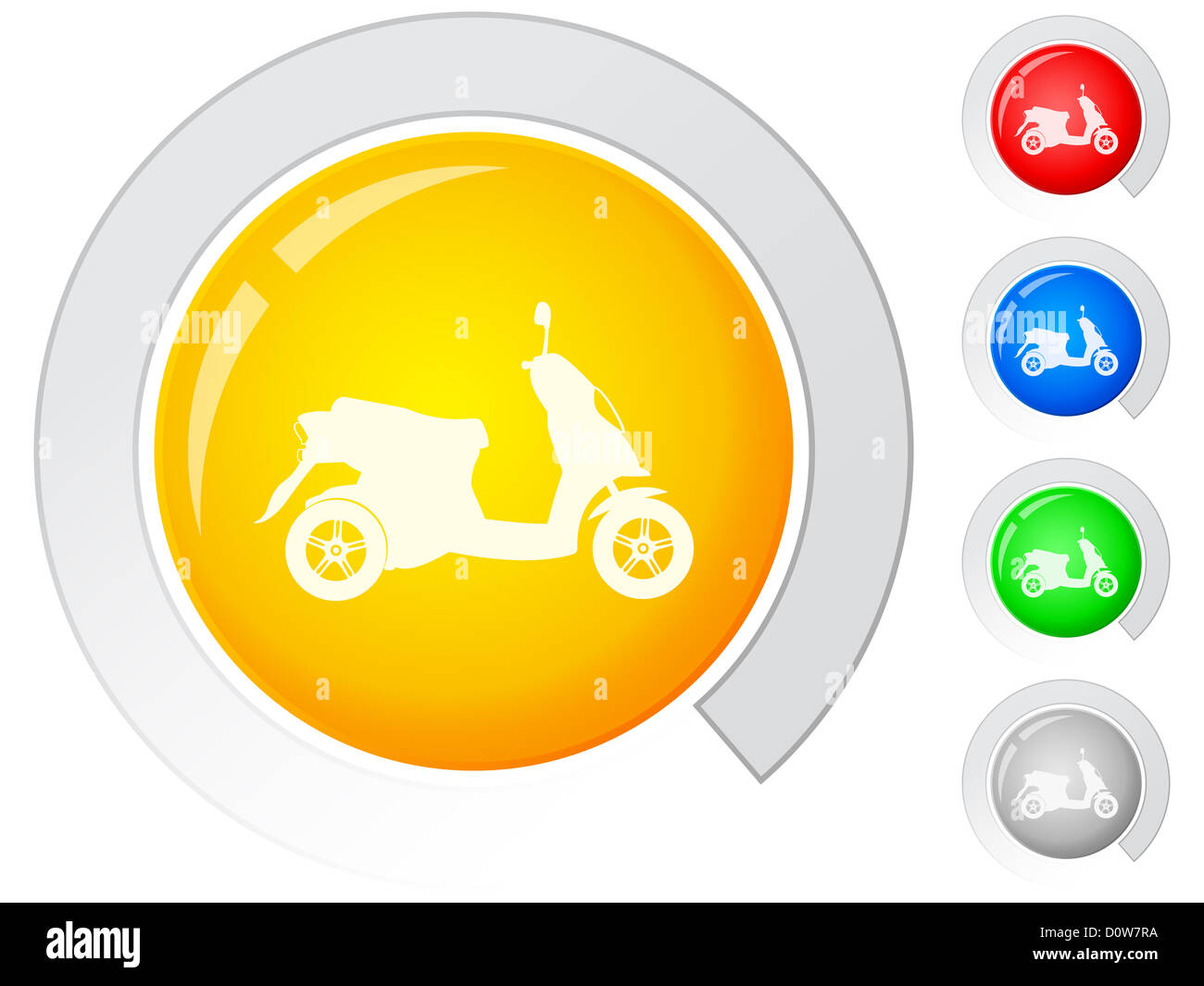 Circle buttons with scooter. Vector illustration Stock Photo - Alamy