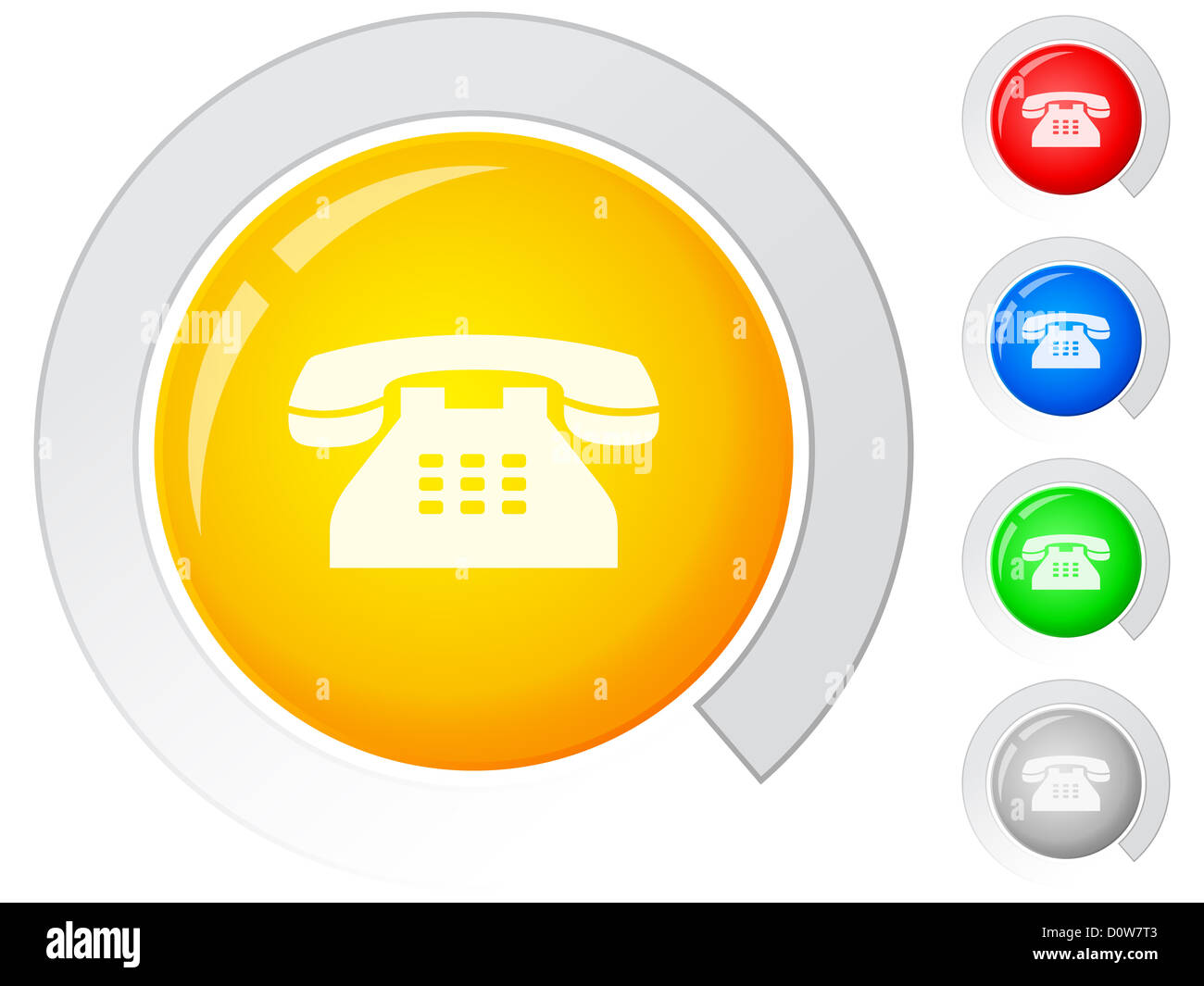 Circle buttons with telephone. Vector illustration Stock Photo - Alamy