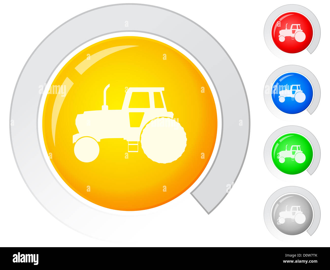 Circle buttons with tractor. Vector illustration Stock Photo - Alamy
