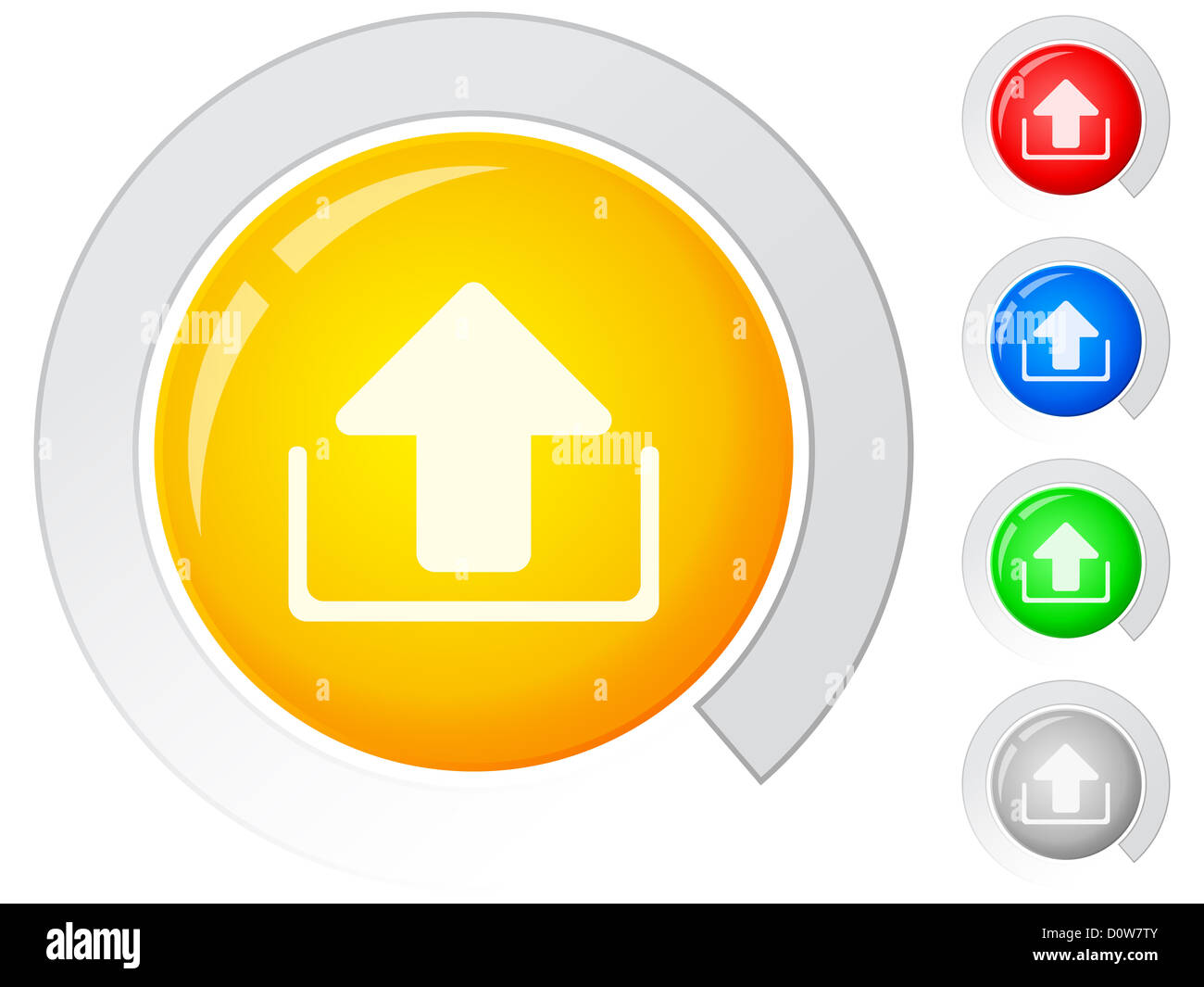 Circle buttons with upload symbol. Vector illustration Stock Photo - Alamy