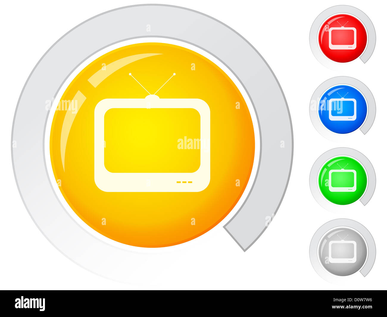 Circle buttons with TV. Vector illustration Stock Photo - Alamy