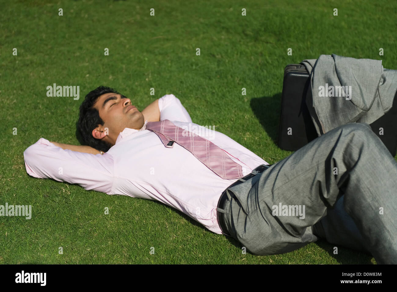 Businessman resting in a park, Gurgaon, Haryana, India Stock Photo - Alamy