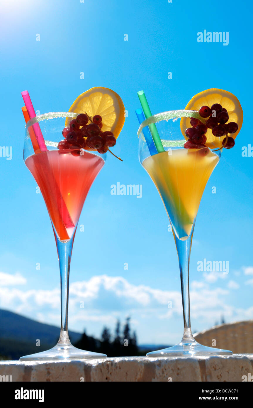 Two long drink cocktail Stock Photo - Alamy