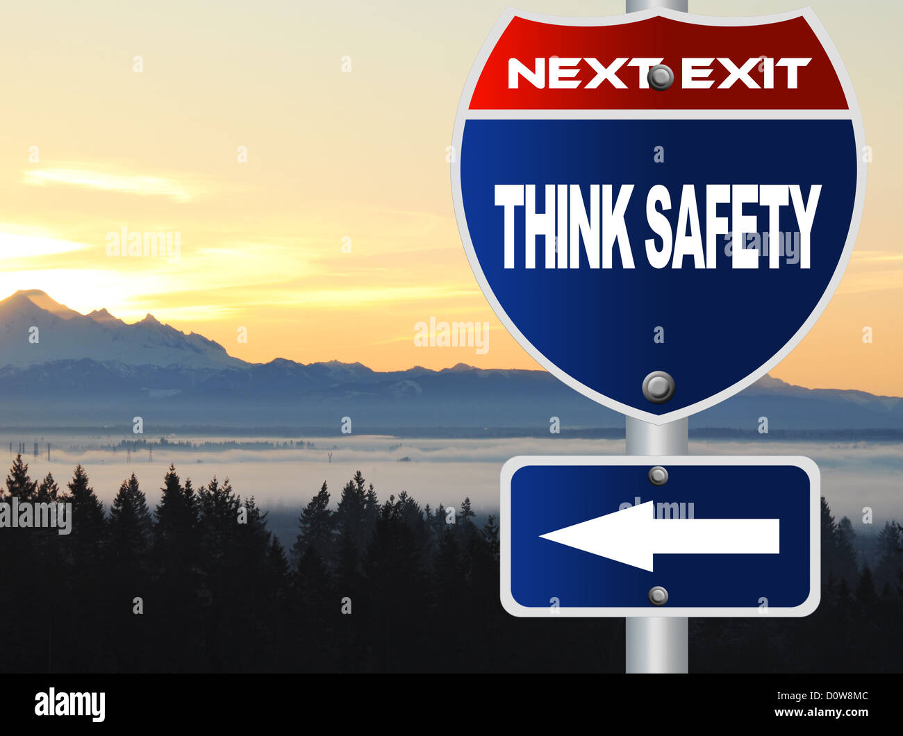 Think safety road sign Stock Photo - Alamy