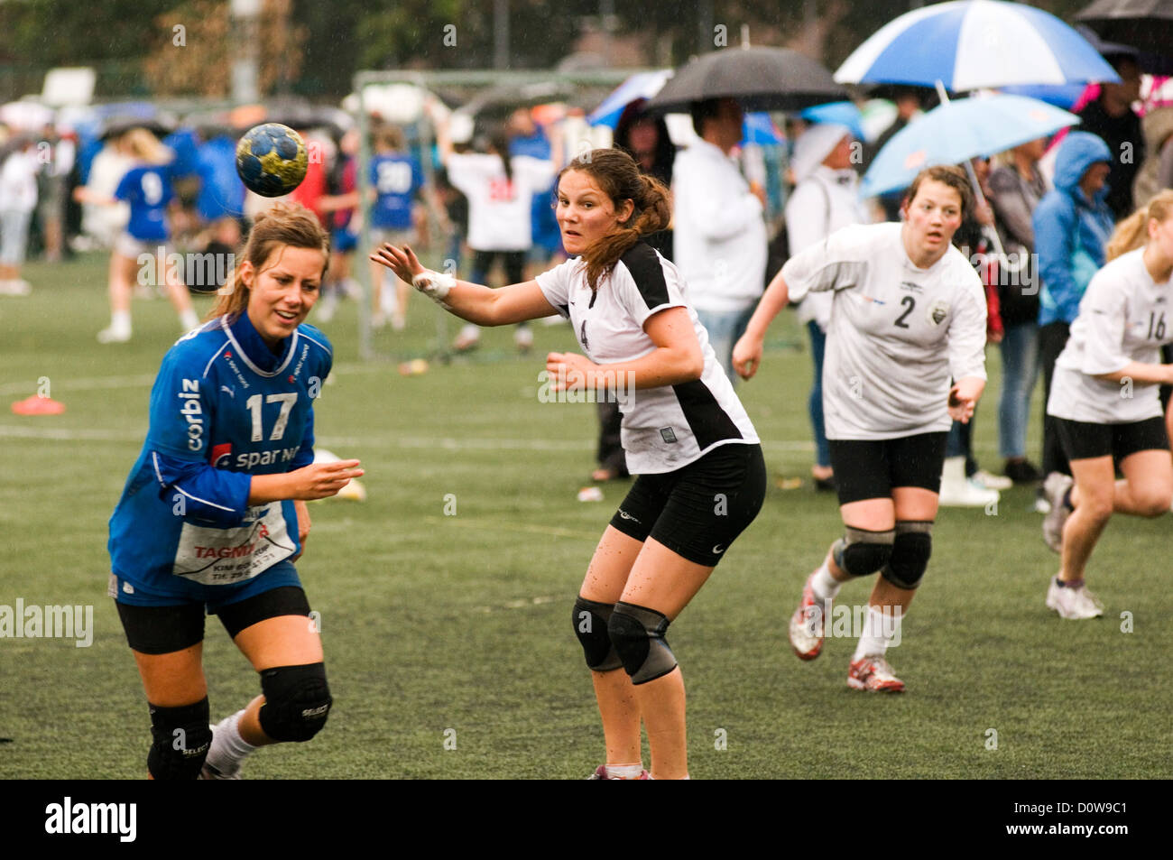 handball hand ball sport field sports german Scandinavian team Stock ...