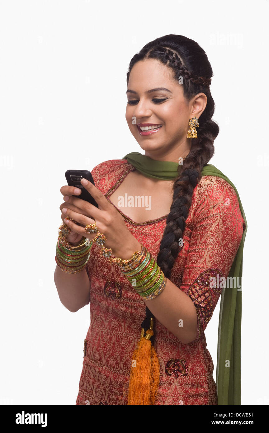 Indian punjabi woman talking cell hi-res stock photography and images ...