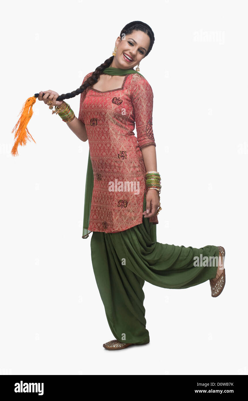 Portrait carefree woman standing Cut Out Stock Images & Pictures - Alamy