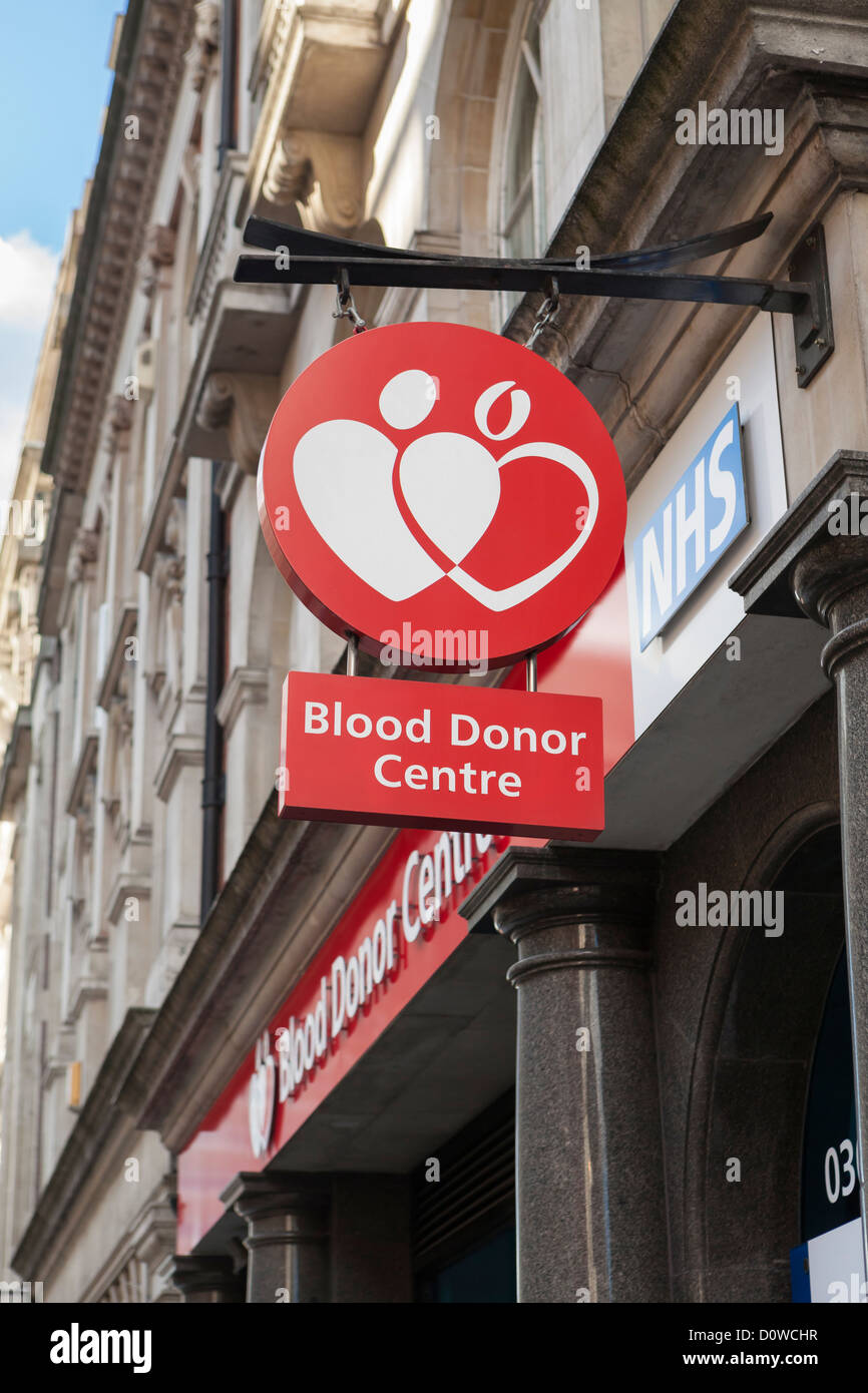 Blood donor centre sign in London, UK Stock Photo - Alamy