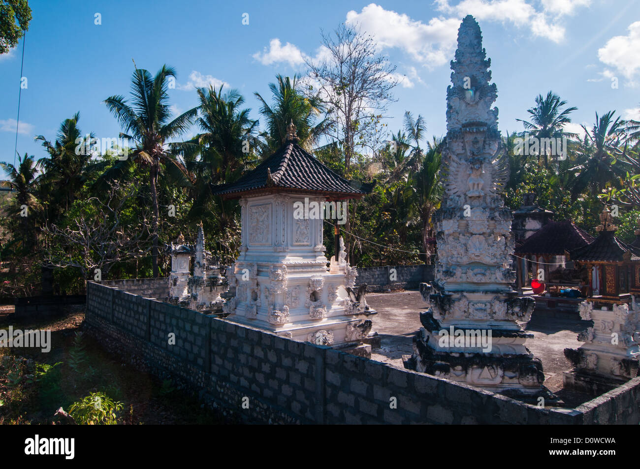 White hindu temple on small island Nusa Penida, Indonesia Stock Photo ...