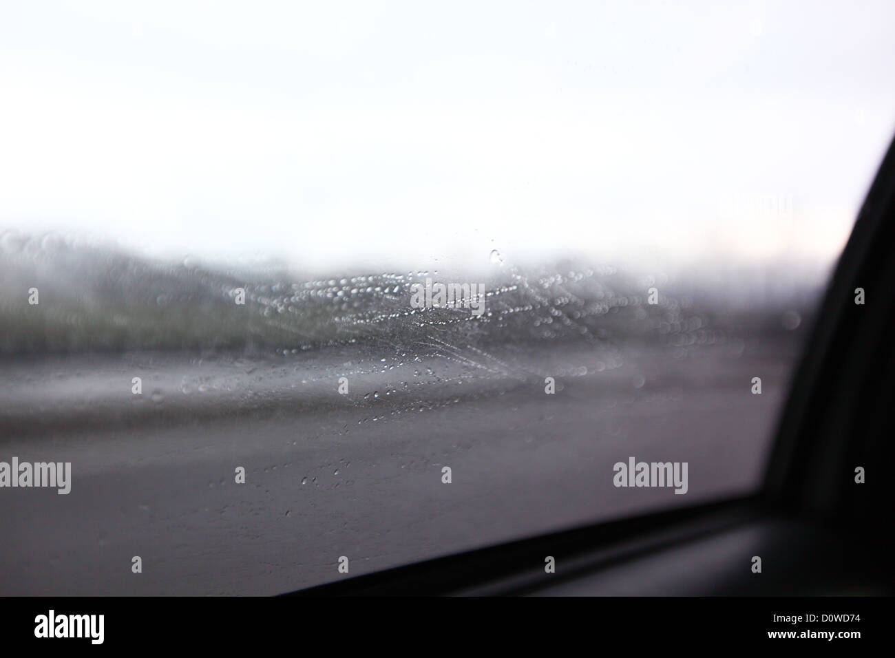 drive on rain window in drops Stock Photo - Alamy