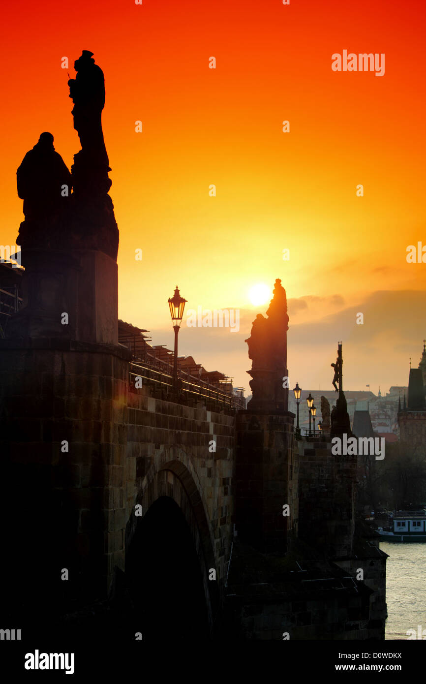 charles bridge Prague at sunset Stock Photo - Alamy
