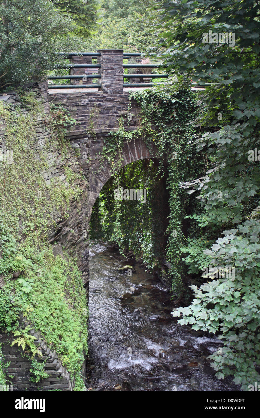 Footbridge over River Dulas in Corris Wales Stock Photo - Alamy