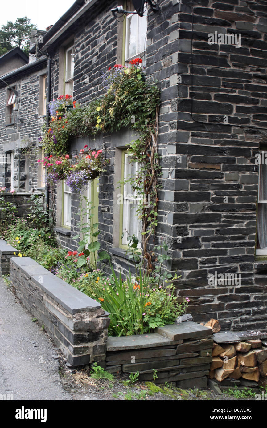 Houses in the village of Corris Wales Stock Photo - Alamy