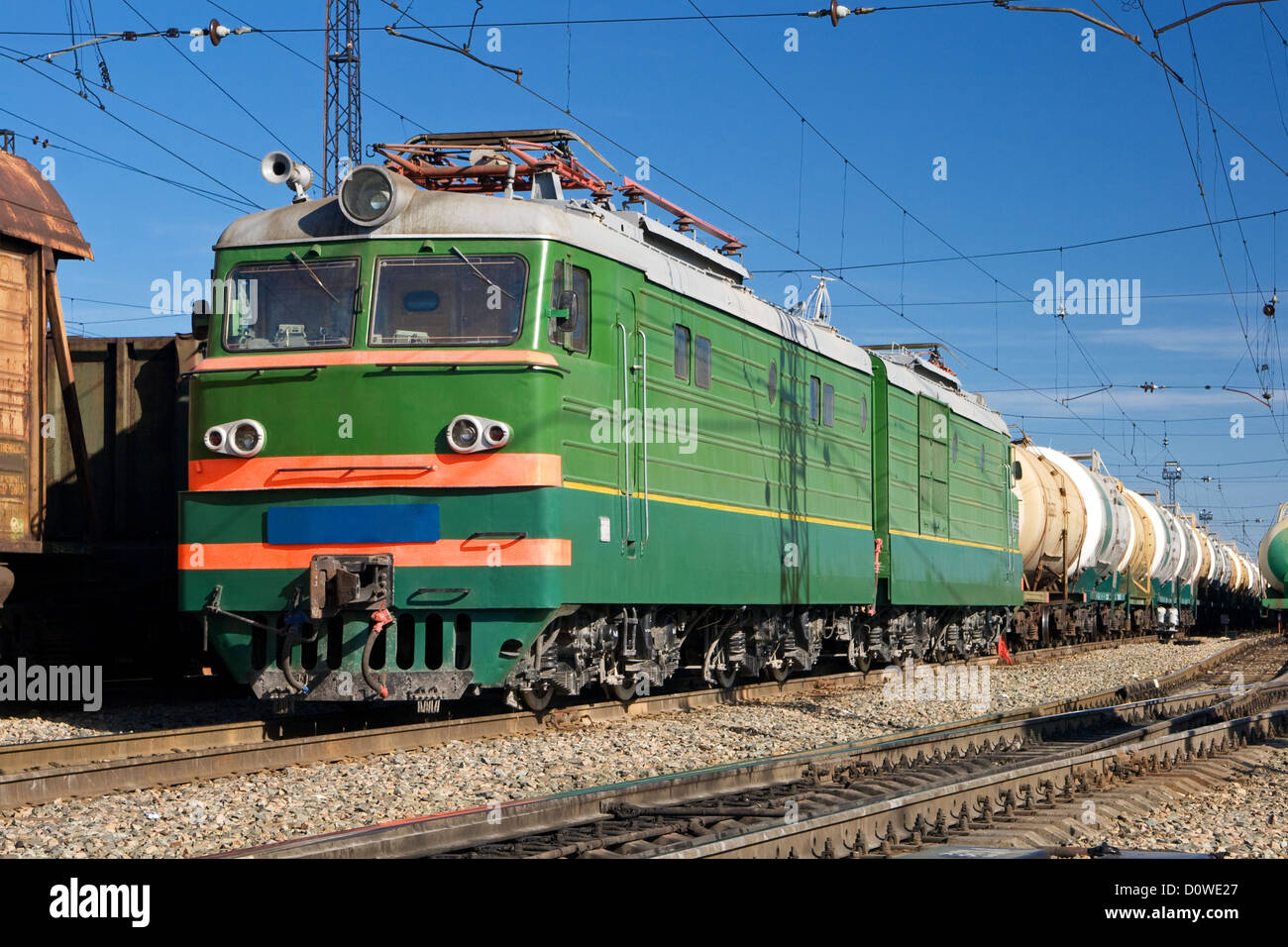 Freight train engine on rails hi-res stock photography and images - Alamy