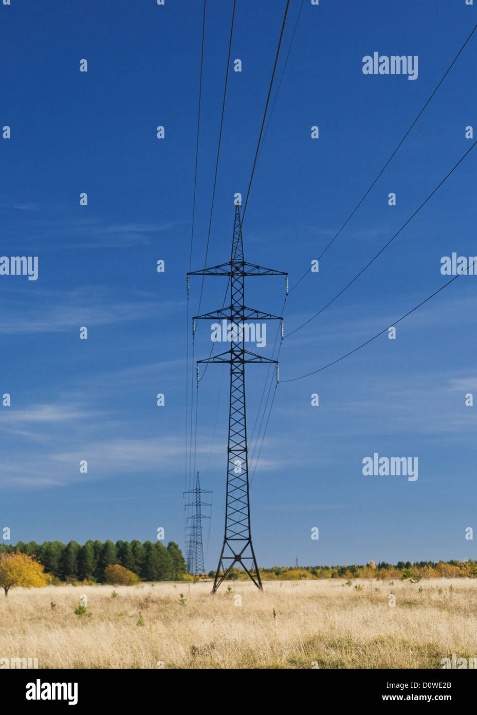 Power line In a row Stock Photo - Alamy