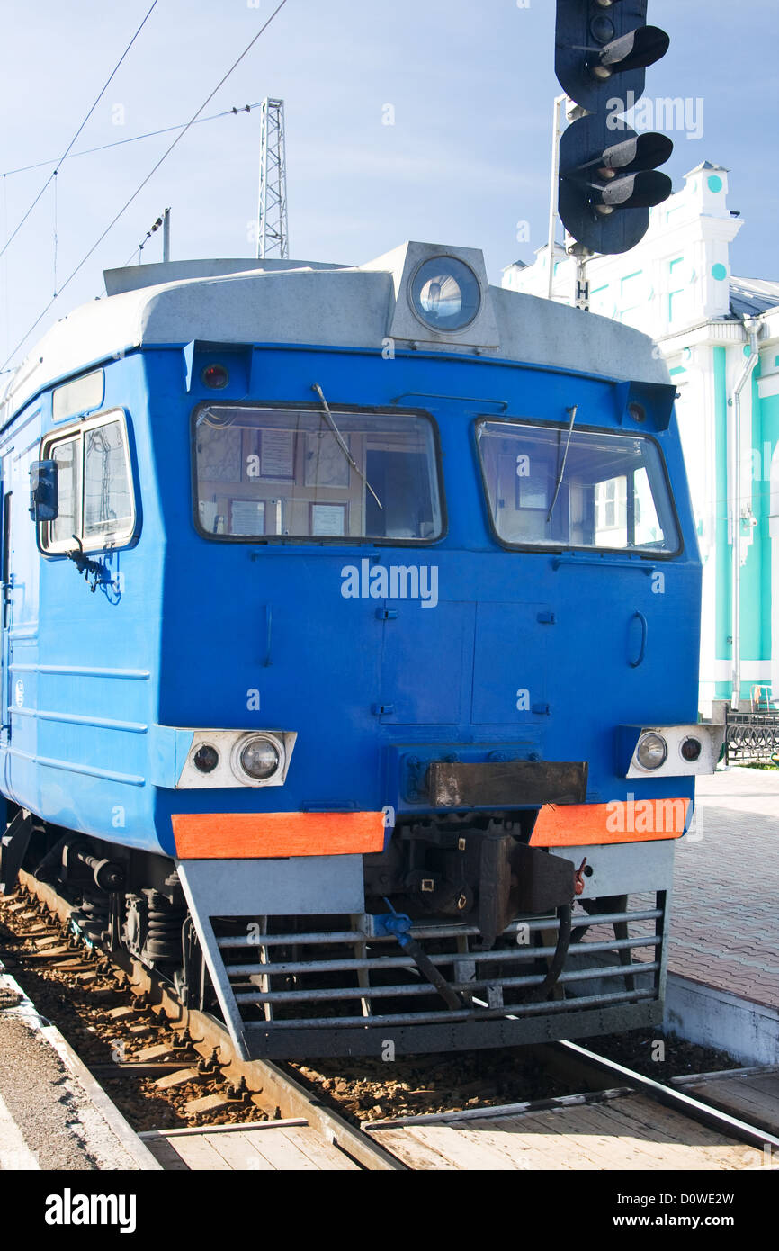 The electric train expects passengers at station Stock Photo - Alamy