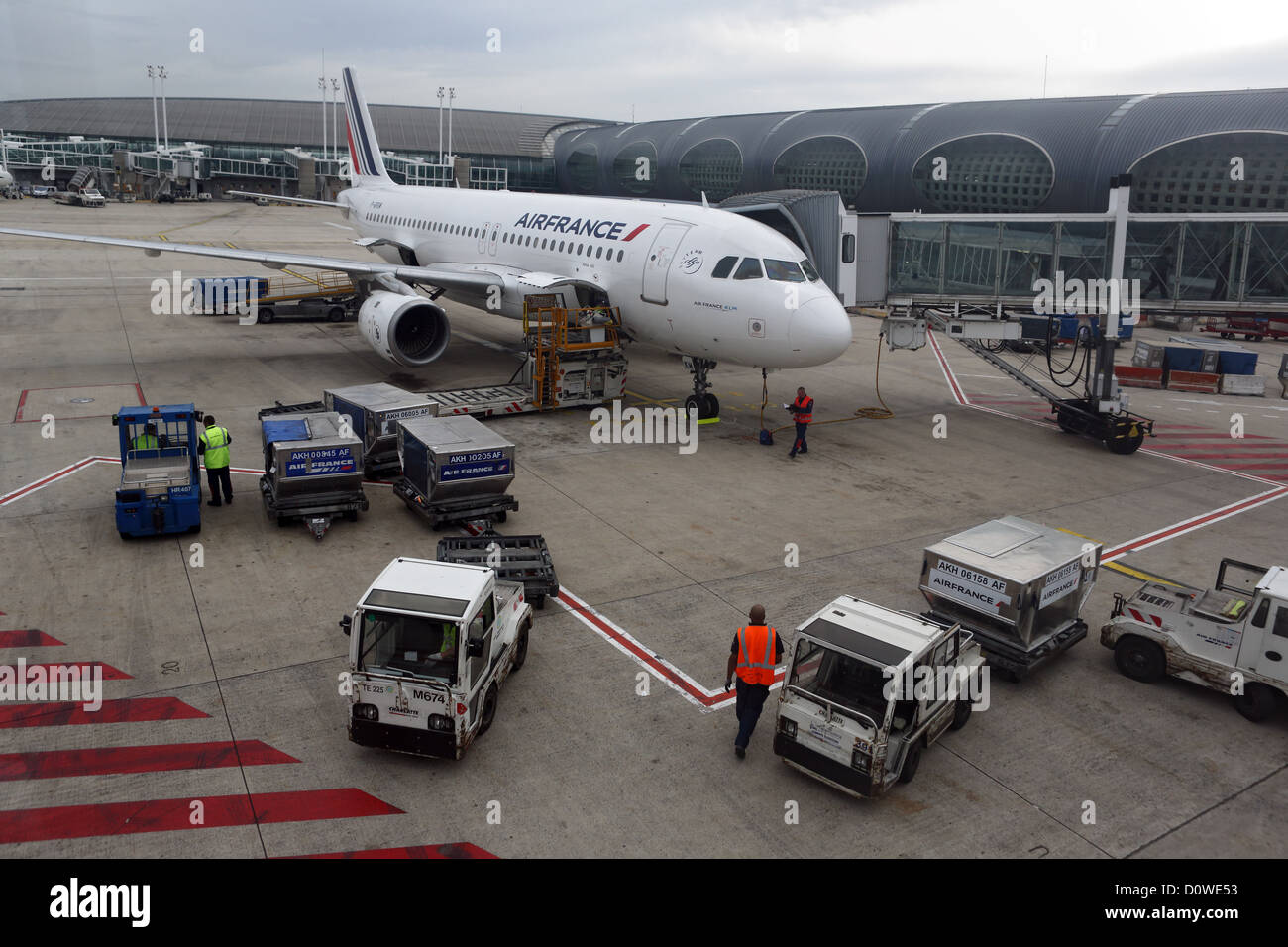 Paris, France, Air France plane at Charles de Gaulle Airport Stock ...