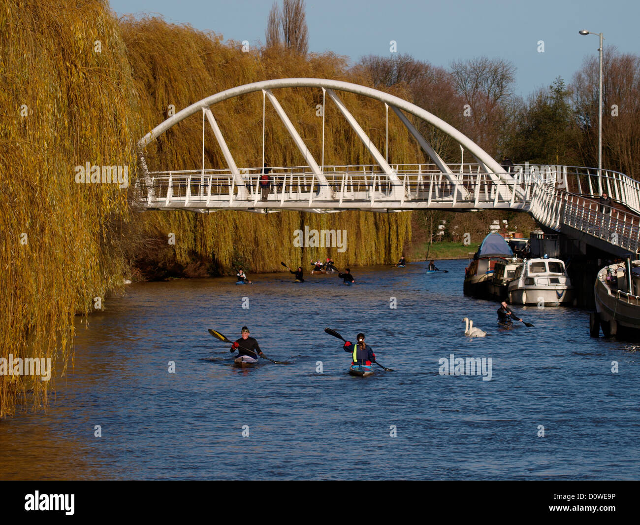 Riverside Bridge, cycle and footbridge crossing the River Cam between ...