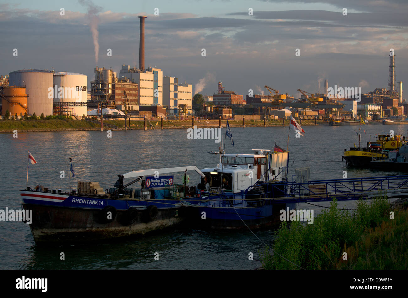 Ludwigshafen, Germany, BASF's main plant on the Rhine at sunrise Stock ...