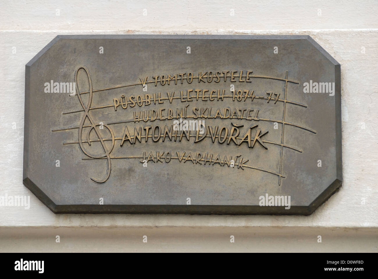 Prague, Czech Republic. Plaque on church of St Adalbert / Kostel sv ...