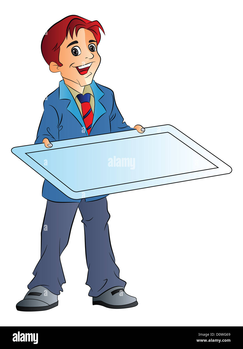 Young Man Holding an Illustration Board, vector illustration Stock ...