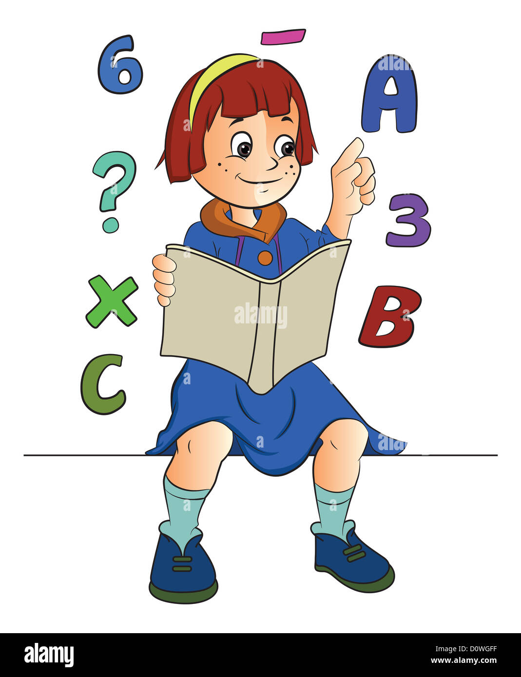 Girl Studying Math, vector illustration Stock Photo - Alamy