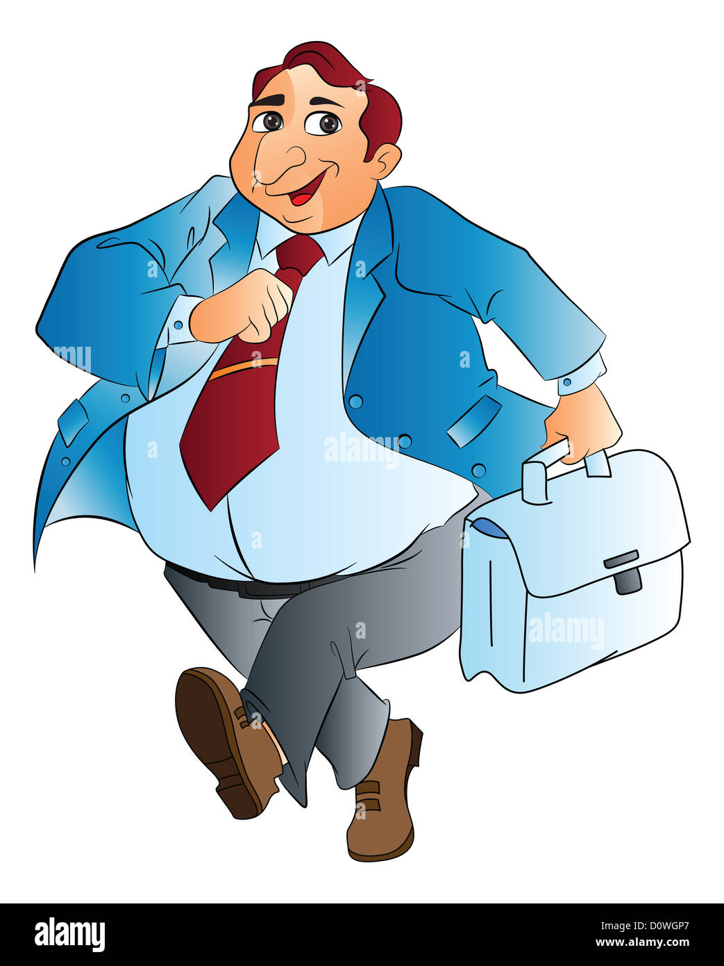 Fat Businessman with Bag, vector illustration Stock Photo - Alamy
