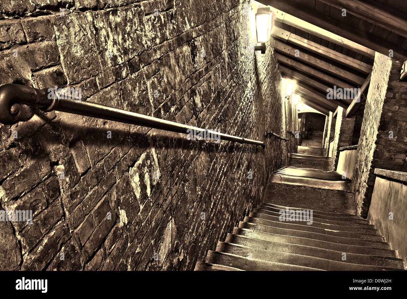Old Castle Stairs at night scary scene Stock Photo - Alamy